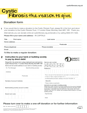 Fillable Online Download a donation form - Cystic Fibrosis Trust Fax ...