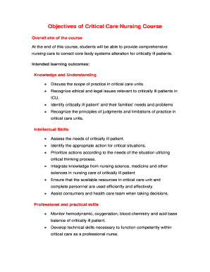 Fillable Online Objectives of Critical Care Nursing Course Fax Email ...