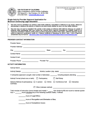 Fillable Online mcle calbar ca MCLE Provider Certification Fax Email Print - pdfFiller