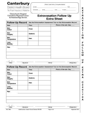 Fillable Online Cytotoxic Extravasation Follow up Form Fax Email Print ...