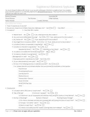 Fillable Online Supplemental Habitational Application - ... Fax Email ...