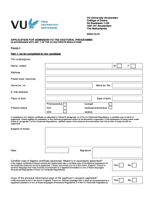 Fillable Online falw vu VU University Amsterdam Fax Email Print - pdfFiller