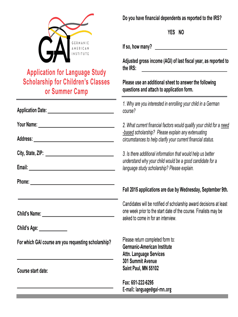 Fillable Online gai-mn Applications are due by January 10th - Germanic-American Institute - gai ...