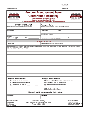 Fillable Online thecornerstoneacademy Auction Procurement Form ...