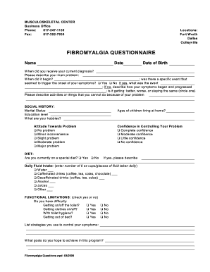 Fillable Online FIBROMYALGIA QUESTIONNAIRE Fax Email Print - pdfFiller