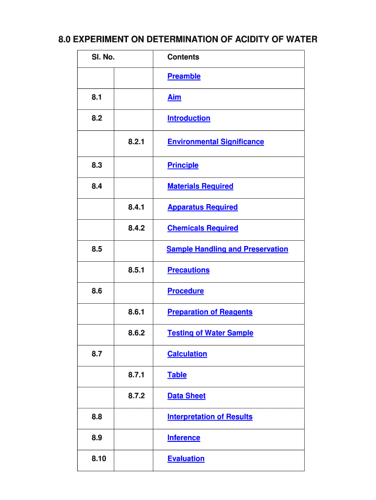 Fillable Online 80 EXPERIMENT ON DETERMINATION OF ACIDITY OF WATER Fax ...