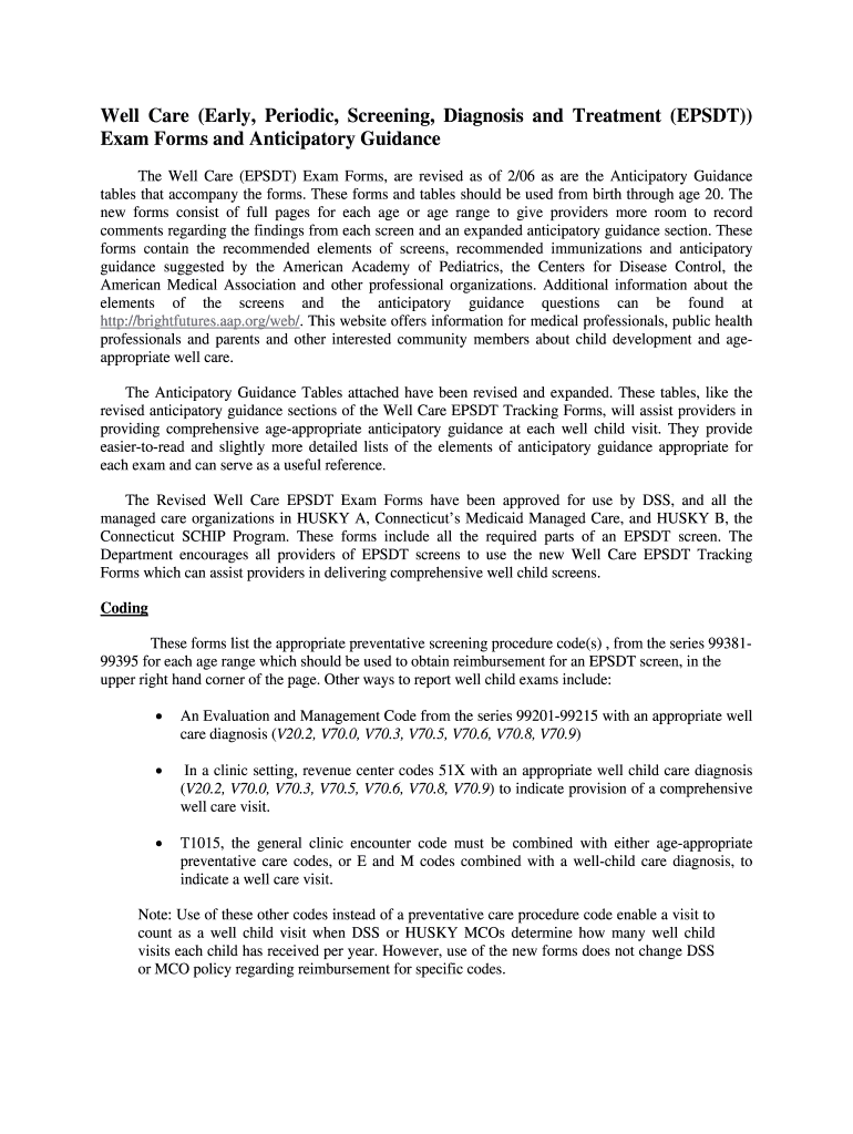 Well Care Exam EPSDT Form - Fill Online, Printable, Fillable, Blank ...