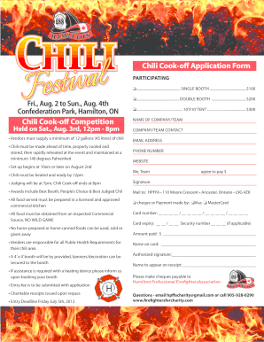 Fillable Online Chili Cook-off Application Form ...