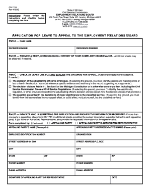 Fillable Online michigan CS-1743LeavetoAppeal.pdf. Civil Service ...