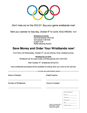 Fillable Online Wristband Order Form - Ell-Saline Fax Email Print ...