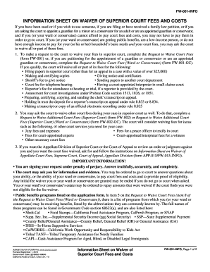 Fillable Online courts ca FW-001-INFO Information Sheet on Waiver of ...