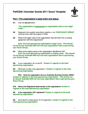 Fillable Online FaHCSIA Volunteer Grants 2011 Scout Template - Scouts ...