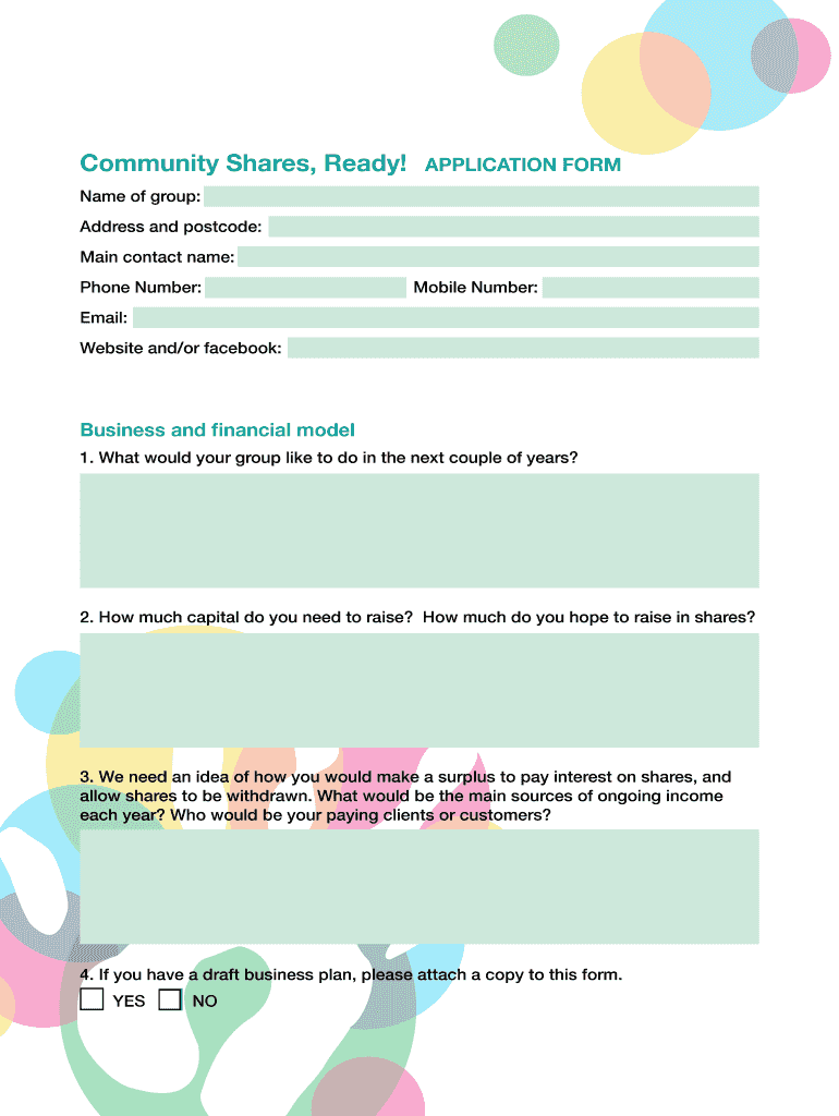 Fillable Online communityni Application for support - Co-operative ...