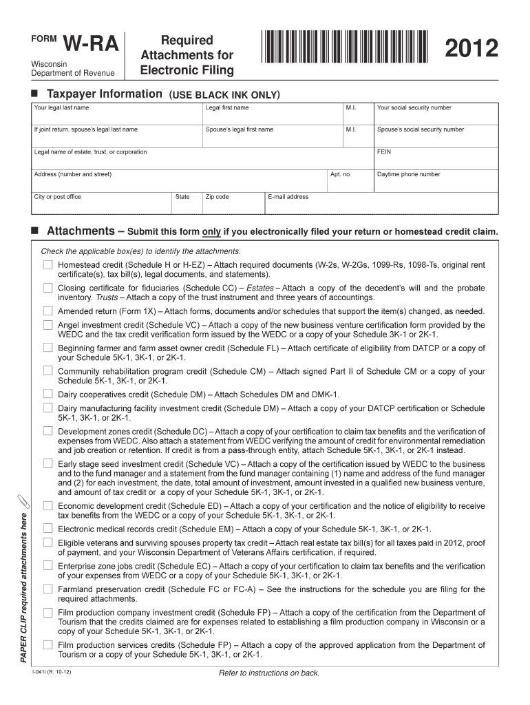 Fillable Online revenue wi FORM W-RA Wisconsin Department of Revenue ...