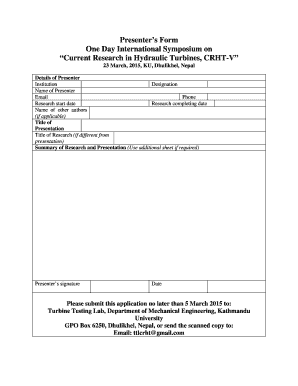 Fillable Online Presenters Form Fax Email Print - pdfFiller