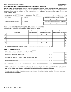 Fillable Online michigan 12-07), Page 1 2007 MICHIGAN Qualified ...