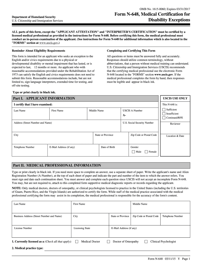 Fillable Online uscis Disability Exceptions Fax Email Print - pdfFiller