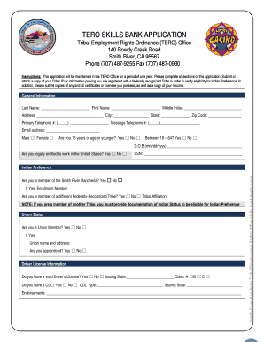 Fillable Online tolowa-nsn TERO Skills Bank Application - Smith River ...