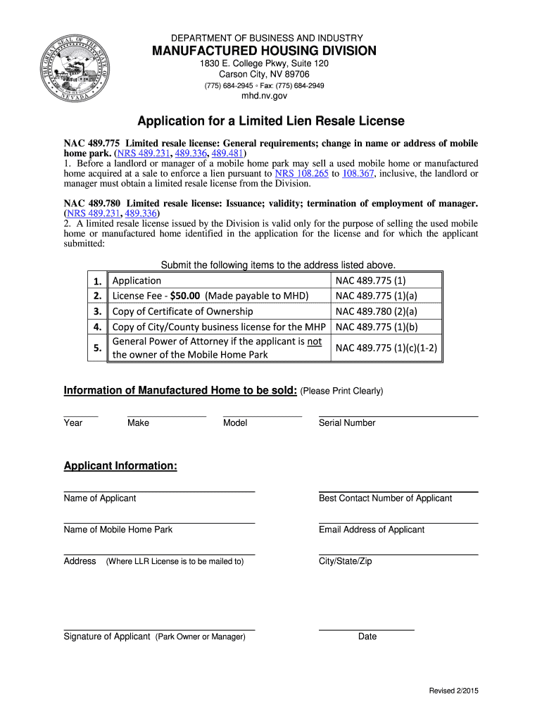 Fillable Online Application for a Limited Lien Resale License Fax Email ...
