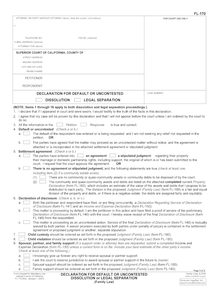 Fillable Online alpine courts ca Best search your words FL 141 Form ...