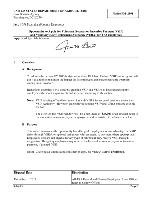 Fillable Online fsa usda And Voluntary Early Retirement Authority VERA ...
