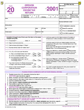 Fillable Online oregon Clear form Form 20 (200) or Fiscal Year ...