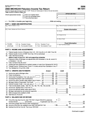 Fillable Online michigan 2-07) 2006 MI-1041 2006 MICHIGAN Fiduciary ...