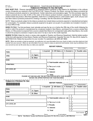 Fillable Online Tobacco products tax return tobacco products tax Fax ...