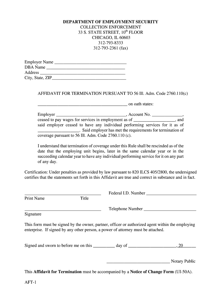 Fillable Online ides illinois AFFIDAVIT FOR TERMINATION PURSUANT TO 56 ...