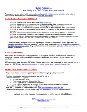 Fillable Online Applying to a CBP Officer Announcement Fax Email Print ...