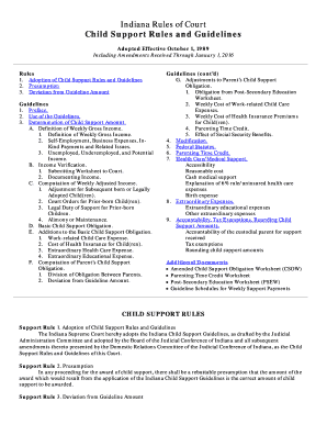 Fillable Online in Indiana Child Support Rules and Guidelines Fax Email ...