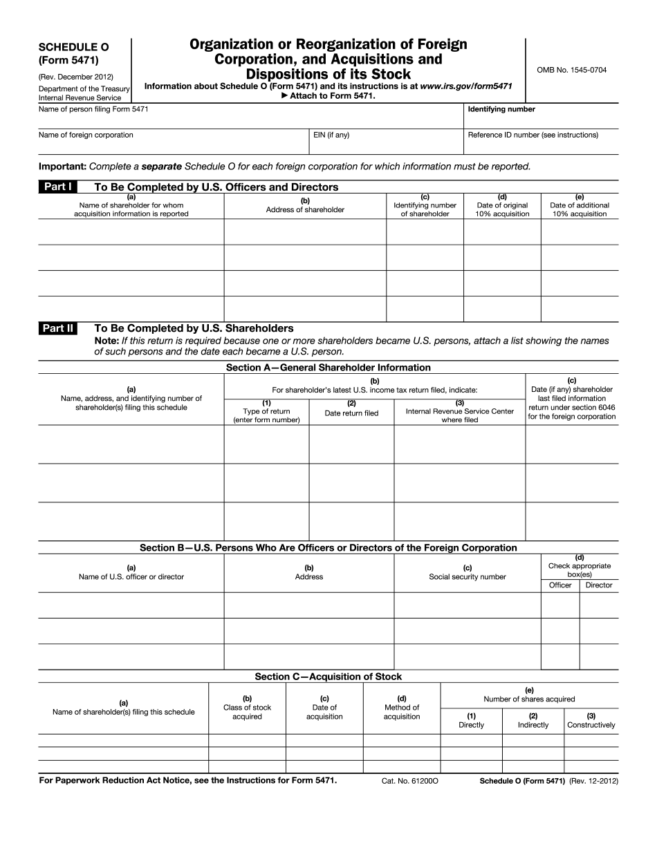Form 5471 Schedule O Example Fill Online Printable Fillable Blank