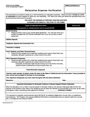Fillable Online vcgcb ca Relocation Expense Verification Fax Email ...