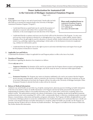 Fillable Online med umich Anatomical Donations Program, University of ...
