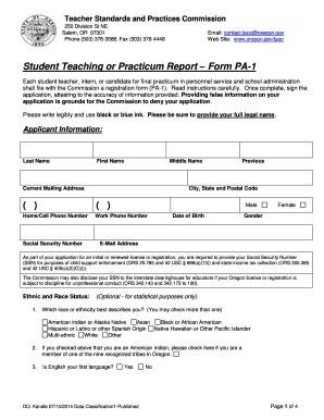 Fillable Online oregon PA-1 form - oregon Fax Email Print - pdfFiller