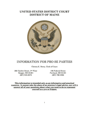 Fillable Online med uscourts Information For Pro Se Parties Fax Email ...