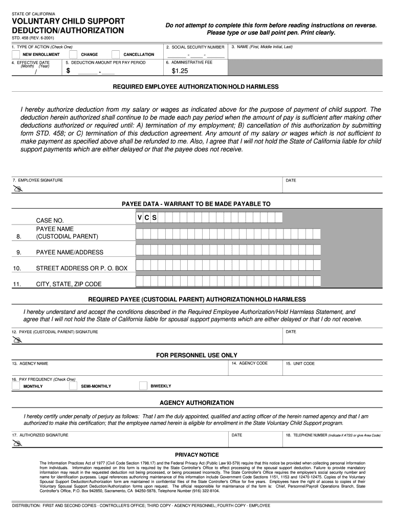 Fillable Online documents dgs ca VOLUNTARY CHILD SUPPORT ...