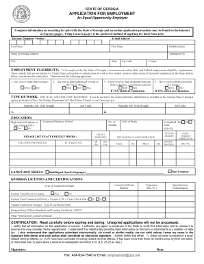 Fillable Online dps georgia State of Georgia application for employment ...