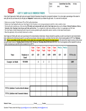 Fillable Online gift card sale order form Fax Email Print - pdfFiller