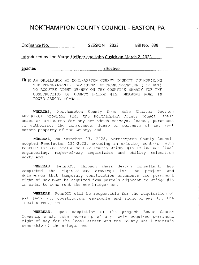 Fillable Online Bill 782 - Declaration of Taking of Lands Fax Email ...