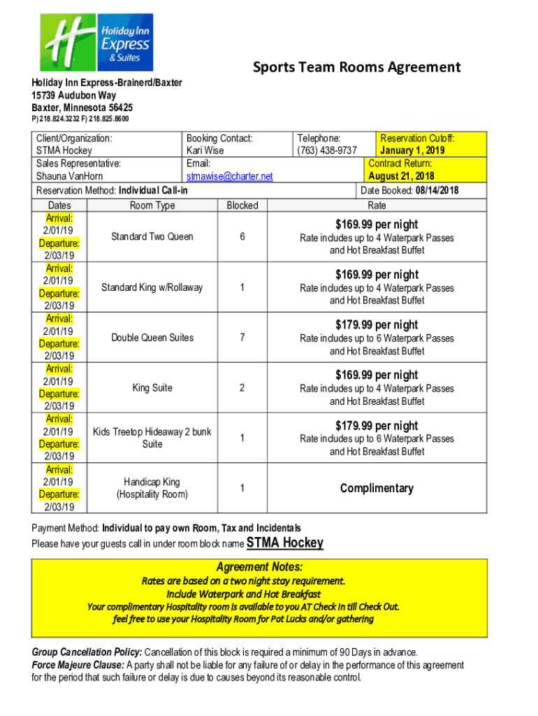 Fillable Online Sports Team Rooms Agreement Fax Email Print - pdfFiller