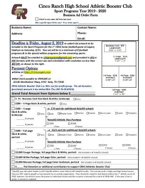 Fillable Online Cinco Ranch High School Athletic Booster Club - News Apps Fax Email Print ...