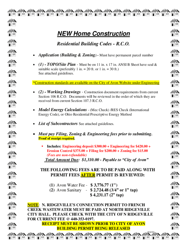 Fillable Online NEW Home Construction - Residential Building Codes ...