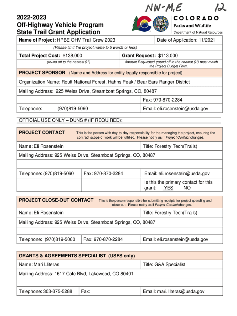 Fillable Online Welcome to the Off-Highway Motor Vehicle Recreation ...