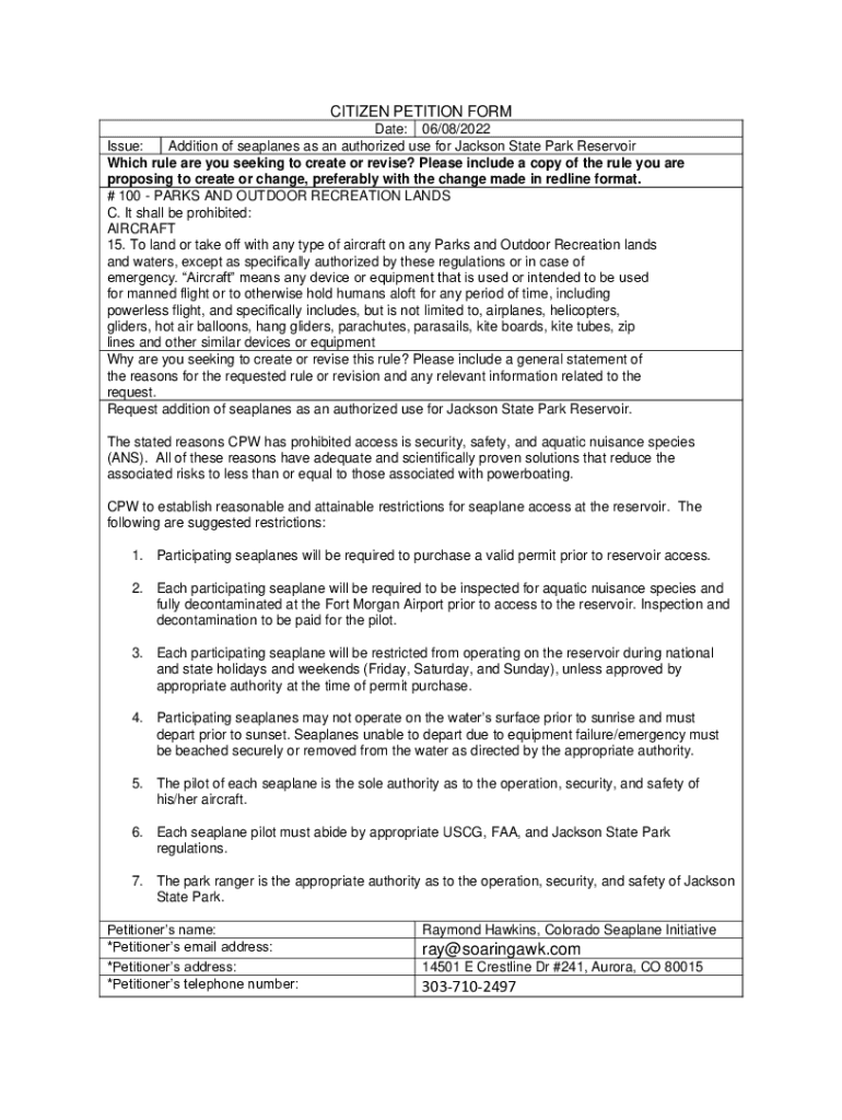 Fillable Online CITIZEN PETITION FORM Fax Email Print - pdfFiller