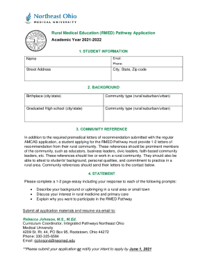 Fillable Online Rural Medical Education (RMED) Program Application Fax ...