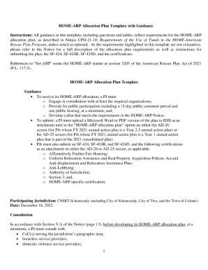 Fillable Online HOME-ARP Allocation Plan Template with Guidance ... Fax ...
