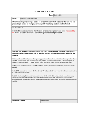 Fillable Online CITIZEN PETITION FORM All limited licenses returned to ...