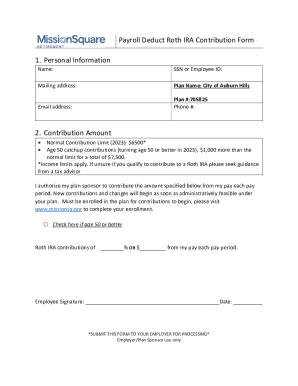 Fillable Online Payroll Deduct Roth IRA Contribution Form ... Fax Email ...