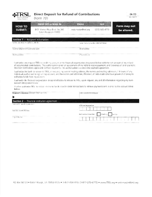 Fillable Online .e,"R"S,,! Direct Deposit for Refund of Contributions ...